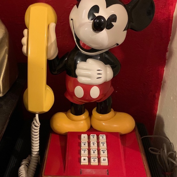 Disney | Other | Vintage Mickey Mouse Real Phone Figure Retro Deco ...